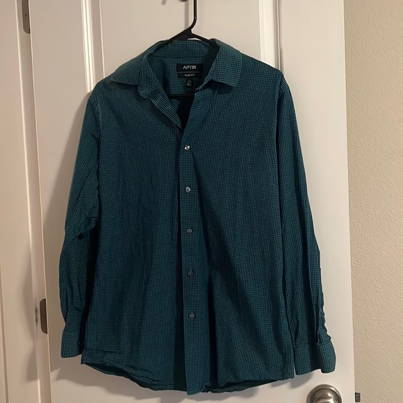 Apt. 9 | Shirts | Mens Teal And Black Checkered Button Up | Poshmark